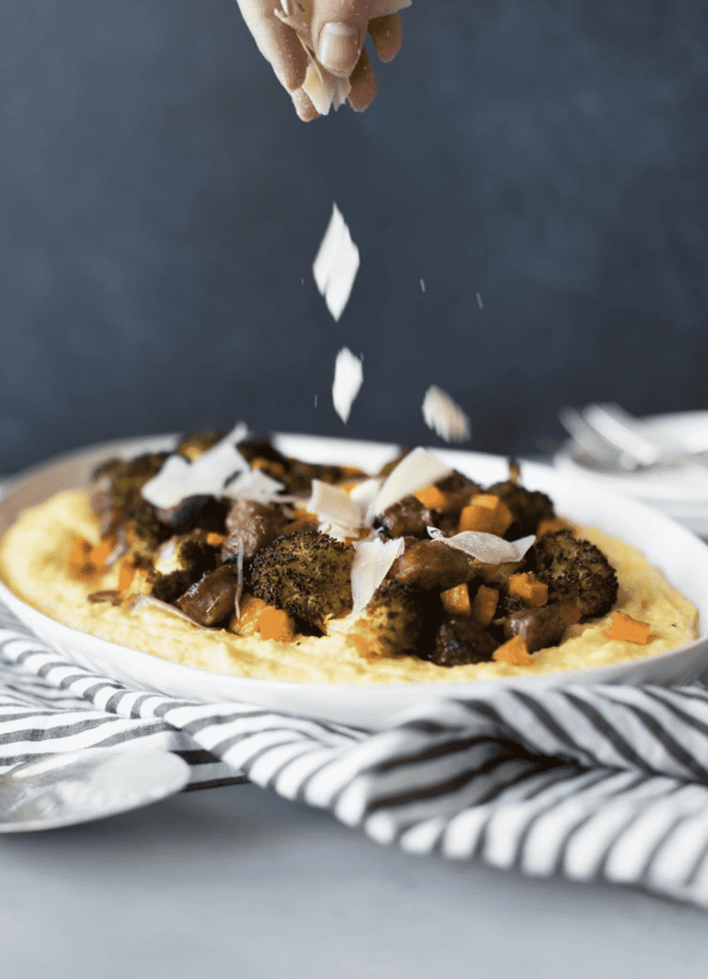 Roasted Sheet Pan Veggies with Italian Sausage and Creamy Polenta - KJ ...