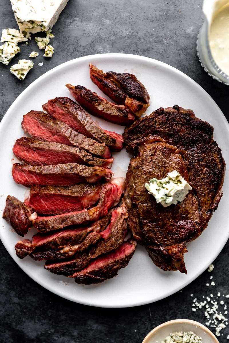 Pan-Seared Steaks with Blue Cheese Sauce - KJ and Company